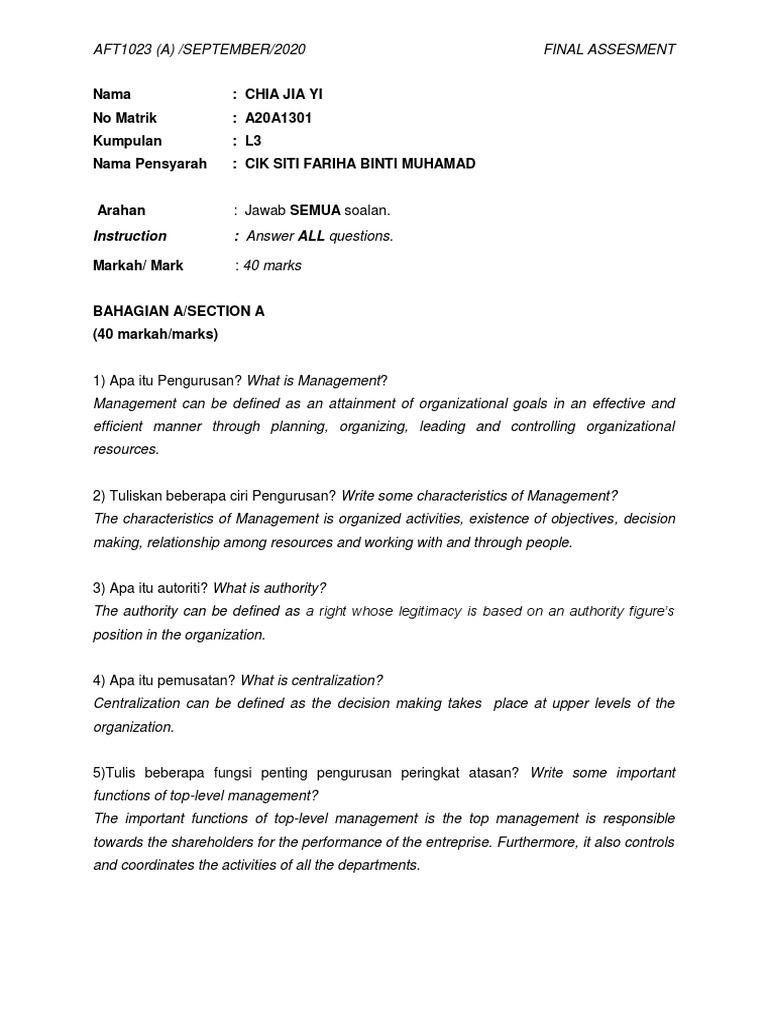 Aft 1023 Final Assessment Pdf Motivation Motivational