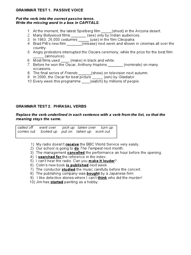 FCE-LEVEL-Grammar-Tests 2 | PDF | Linguistics