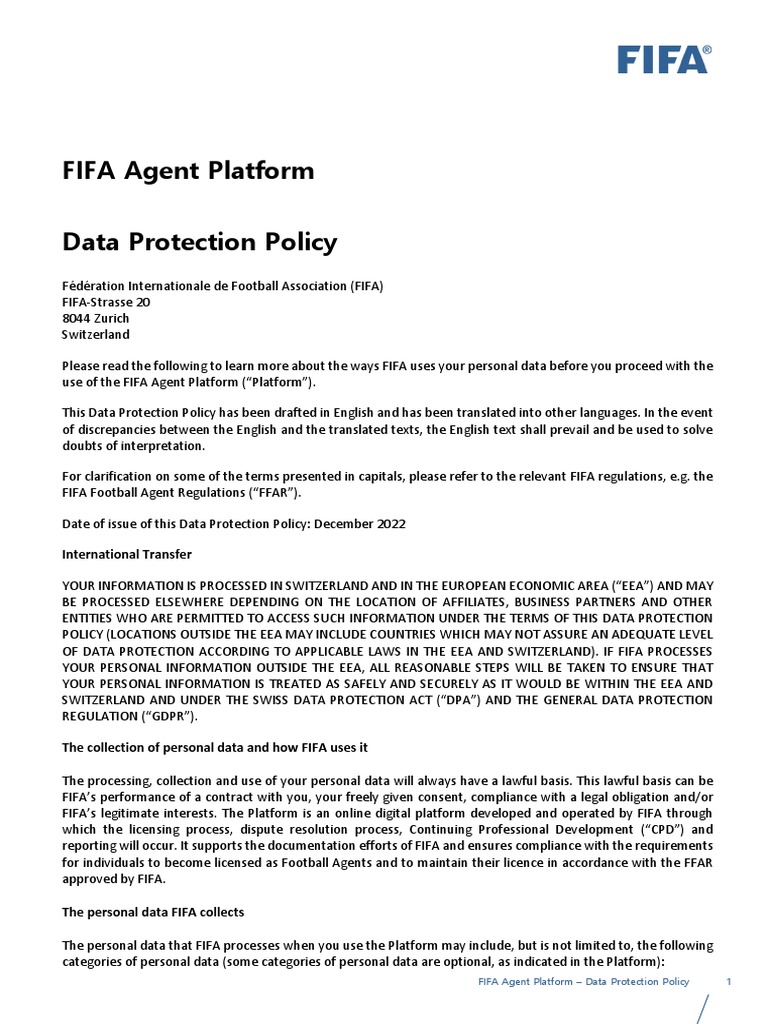 FIFA Agent Platform Terms of Service en | PDF | Http Cookie ...