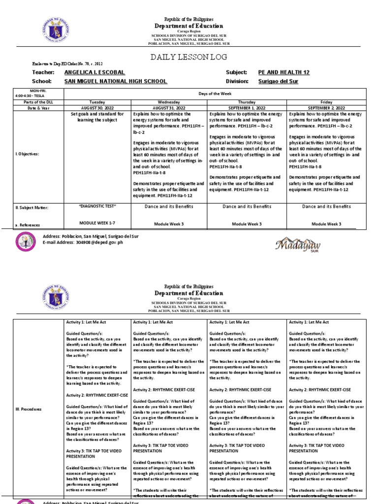 Dll-Week-2-Pe 12 | PDF | Dances | Cognitive Science