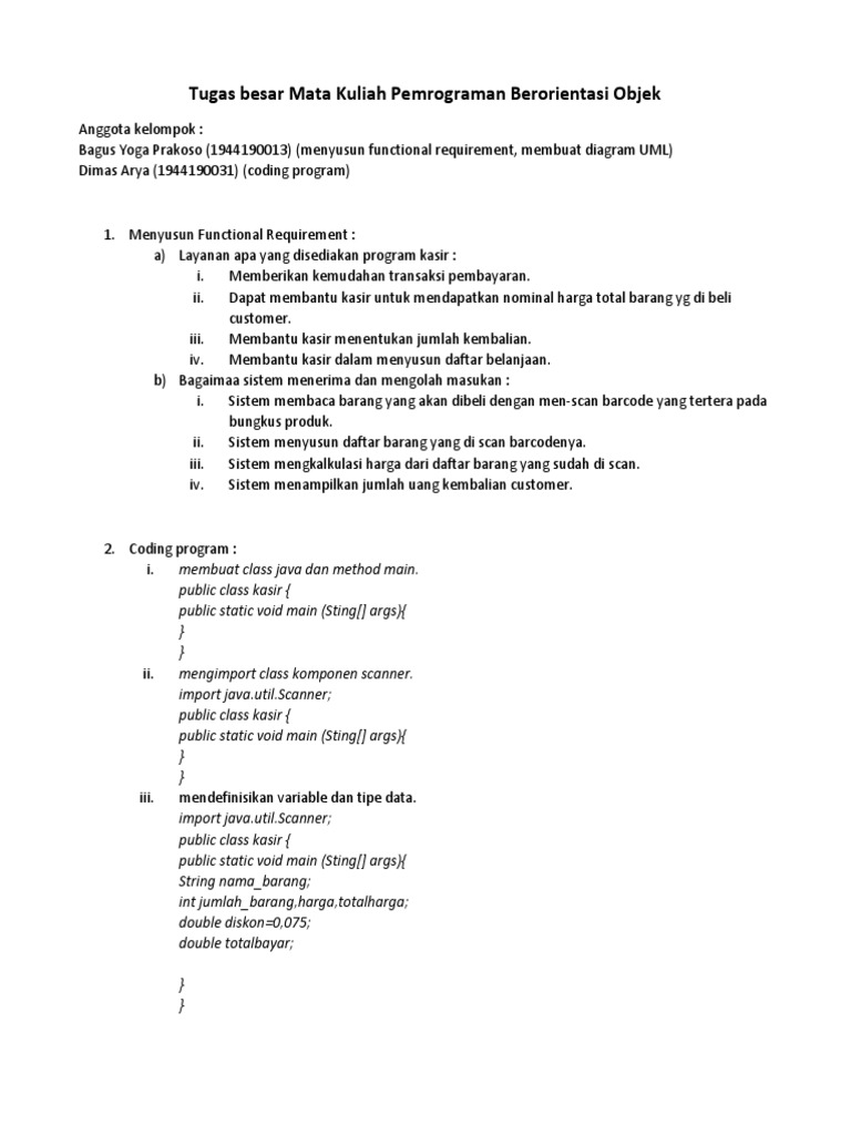 13 - Tugas Besar Mata Kuliah Pemrograman Berorientasi Objek | PDF | Komputer