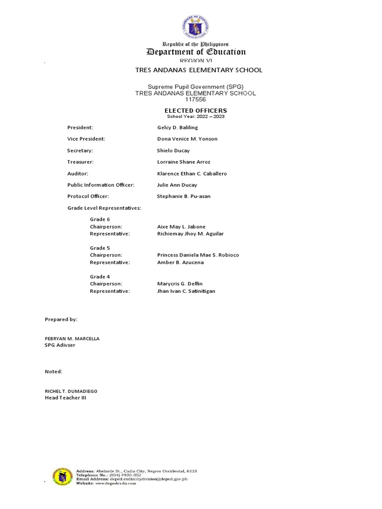 SPG Officers and Election Report 2022-2023 | PDF