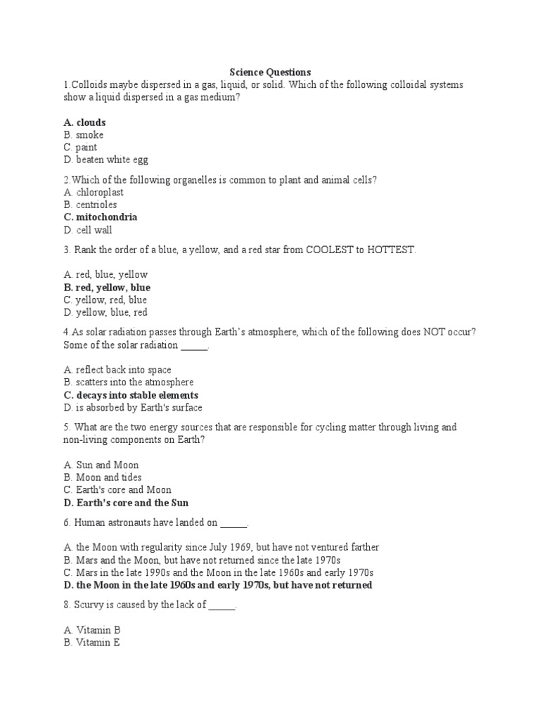200 Items Science Questions | PDF | Plate Tectonics | Rock (Geology)