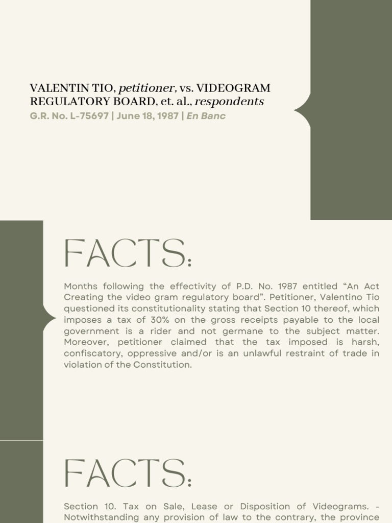 Tio vs Videogram Regulatory Board | PDF | Finance & Money Management