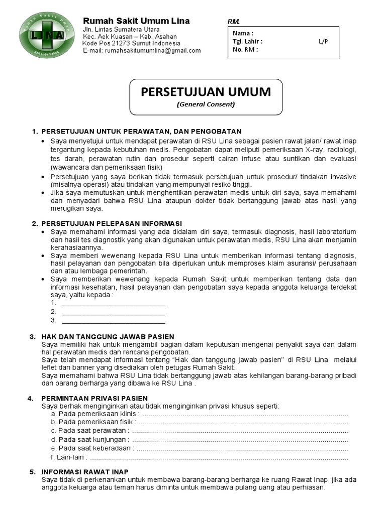 Formulir Persetujuan Umum (General Consent) | PDF