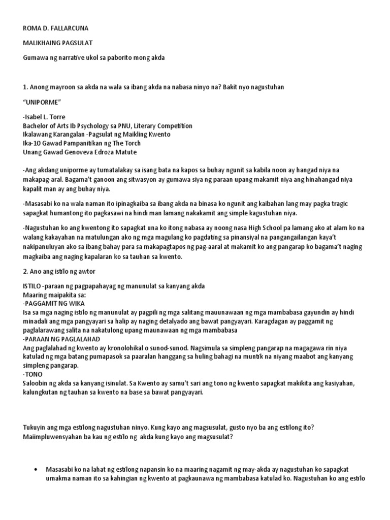 Malikhaing Pagsulat Ko | PDF