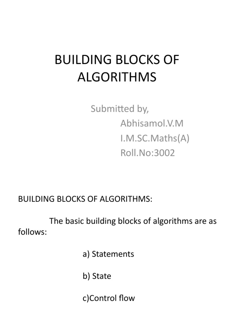 Bulding Blocks of Algorithms | PDF