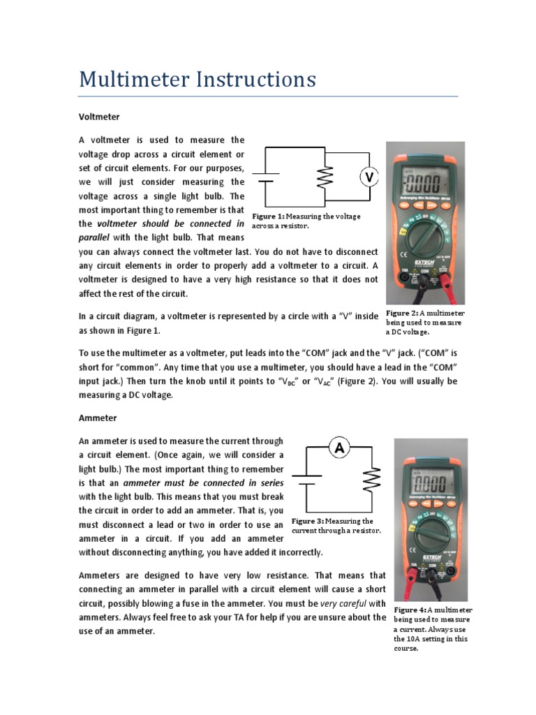 A Comprehensive Guide to Using a Multimeter to Measure Voltage, Current, and Resistance | PDF ...