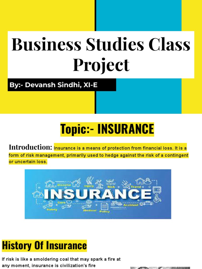 Business Studies Project On Insurance | PDF | Insurance | Life Insurance