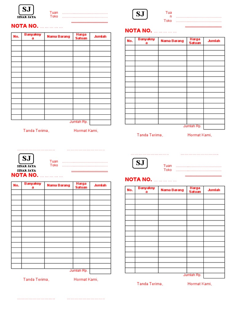 Template Nota Penjualan Word | PDF