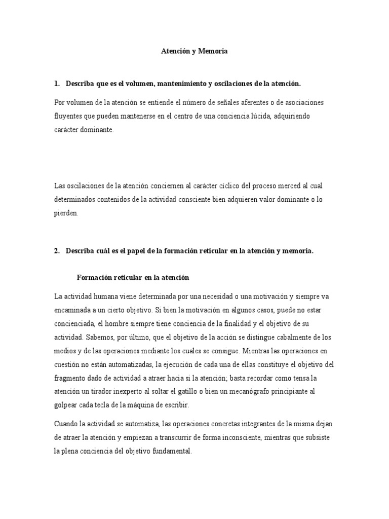 Atención y Memoria | PDF | Memoria | Cerebro