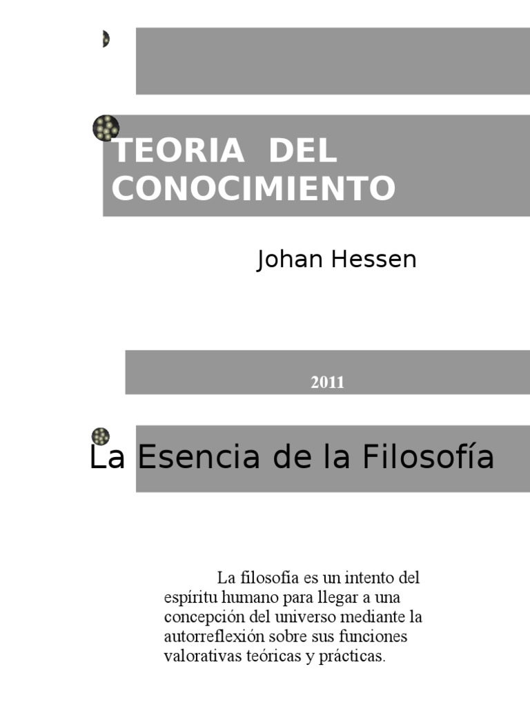 TEORIA - DEL - CONOCIMIENTO Johan Hessen | Descargar gratis PDF | Conocimiento | Empirismo