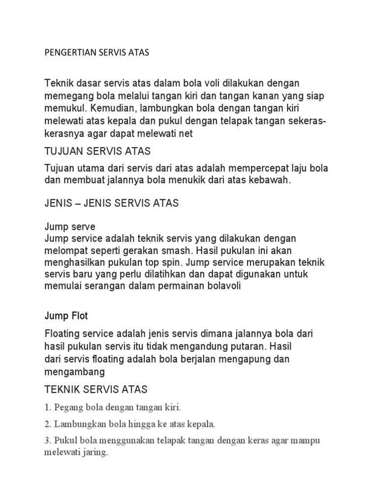 Pengertian Servis Atas | PDF