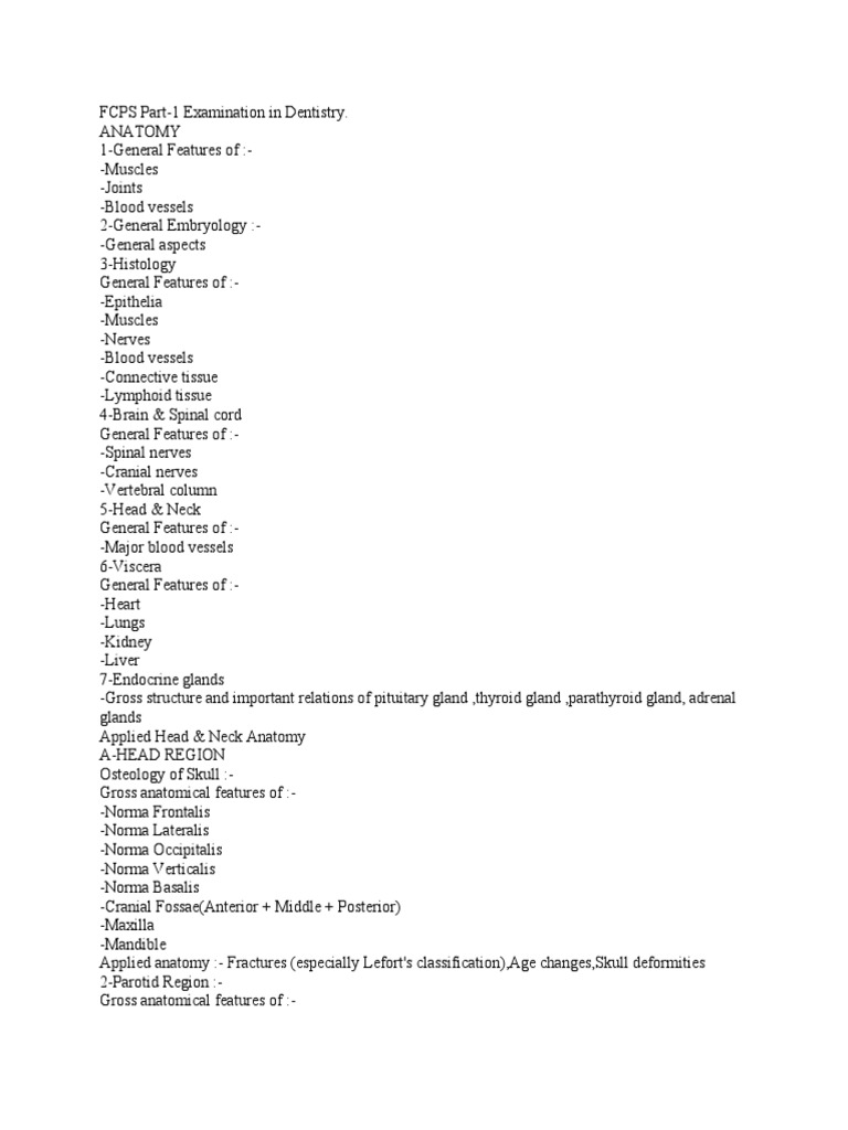 FCPS Part-1 Dentistry Exam Anatomy and Physiology Review | PDF ...