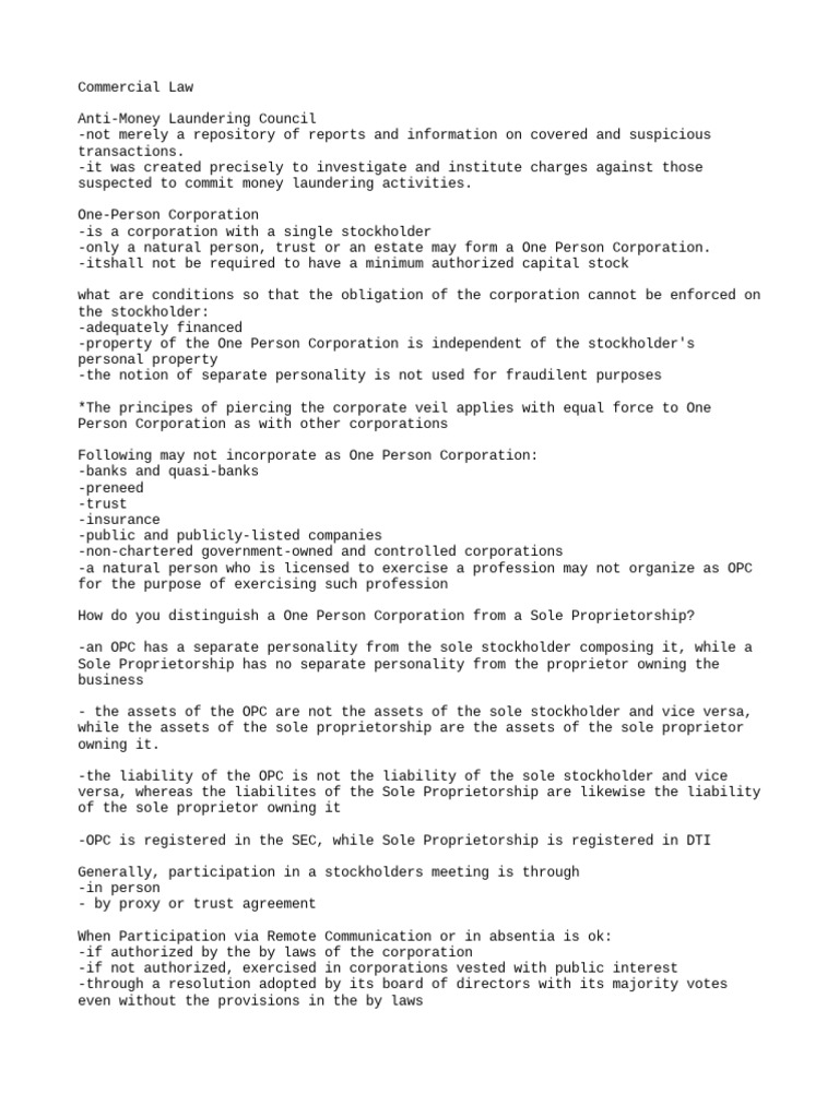 Commercial Law Notes | PDF | Security Interest | Legal Liability