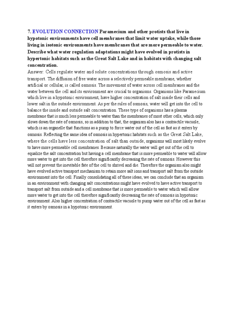 Chapter 7 Membrane Structure And Function Pdf Osmosis Cell Membrane