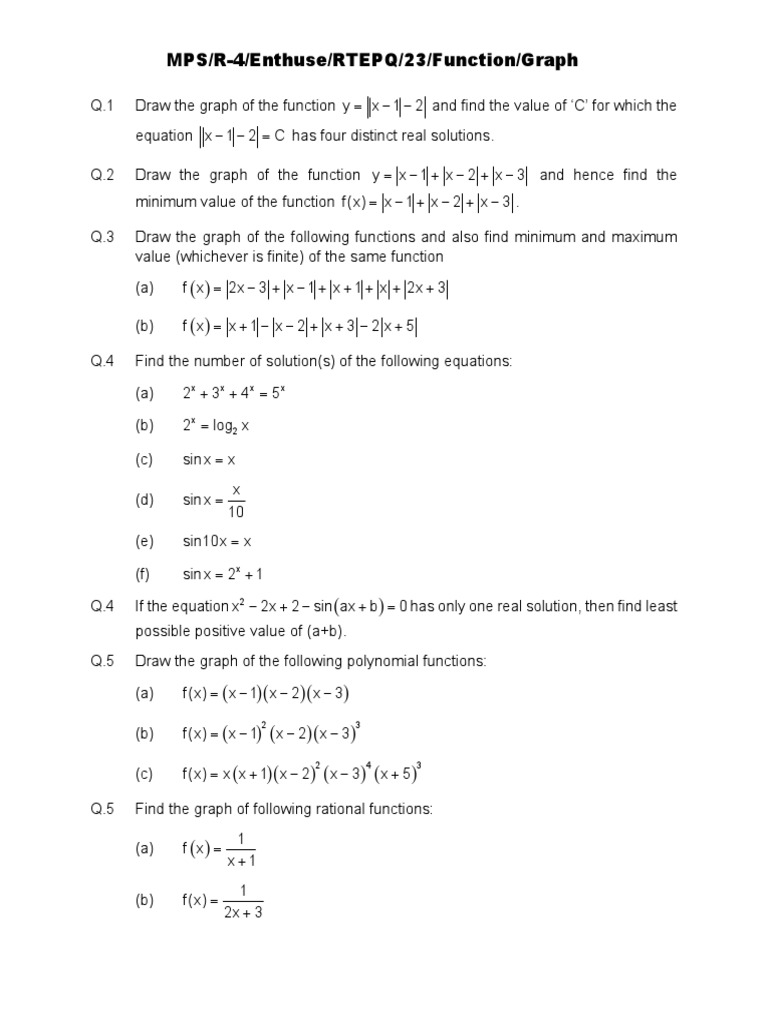 R-4 Graph of Rational and Irrational Function | PDF | Equations | Mathematical Concepts