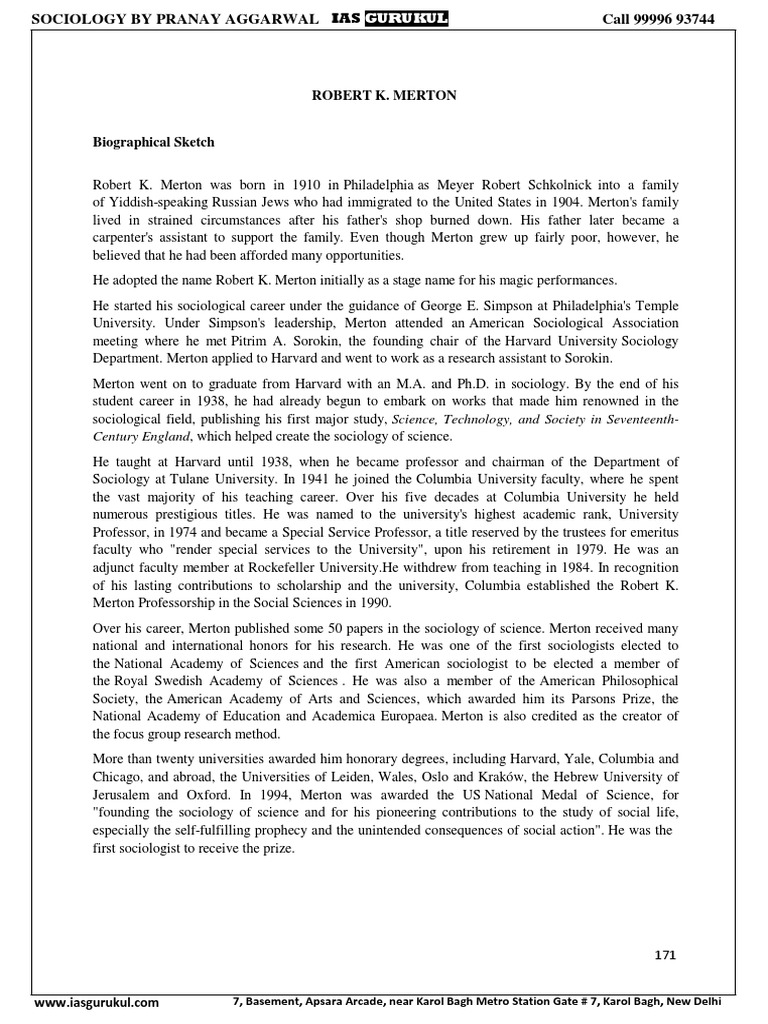 Robert K. Merton | PDF | Deviance (Sociology) | Sociological Theories