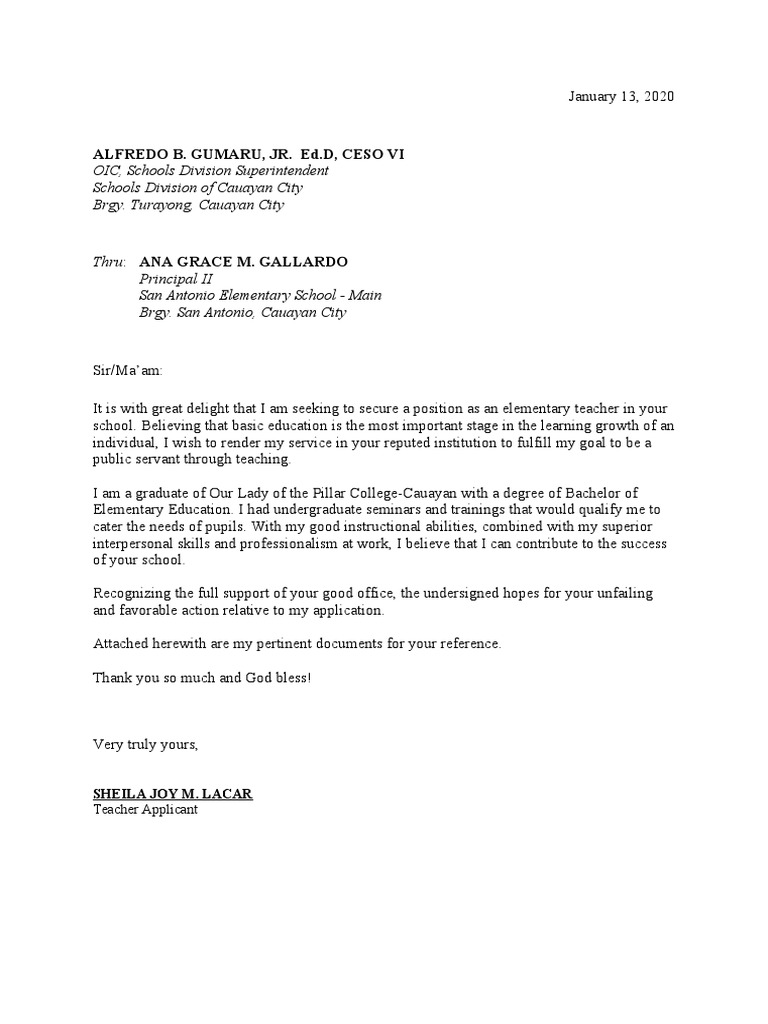 Sheila Application Letter | PDF