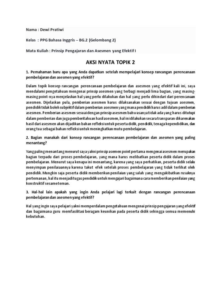 Aksi Nyata Topik 2 | PDF