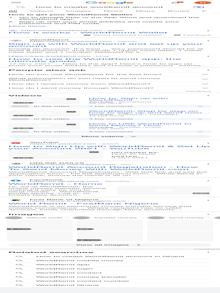 How To Create Worldremit Account Google Search Pdf You Tube