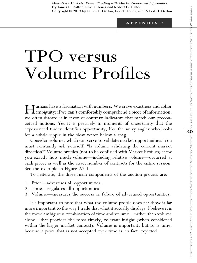 Mind Over Markets - 2012 - Dalton - TPO Versus Volume Profiles | PDF
