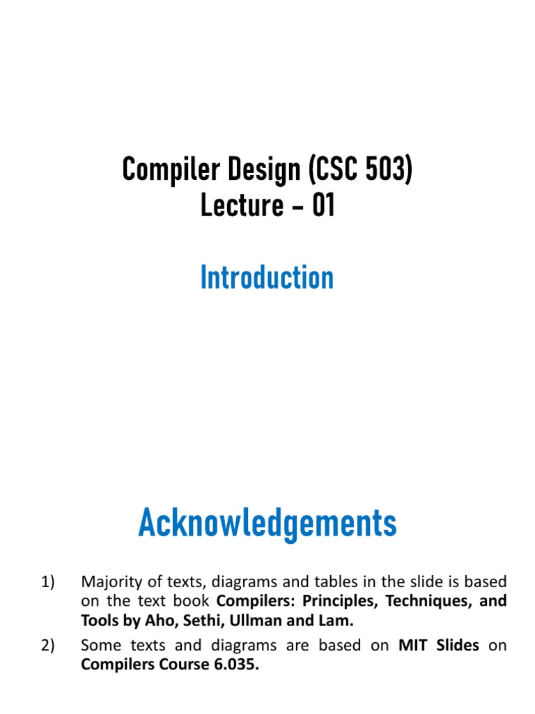 1 Introduction Lecture 01 Pdf Compiler Computer Program
