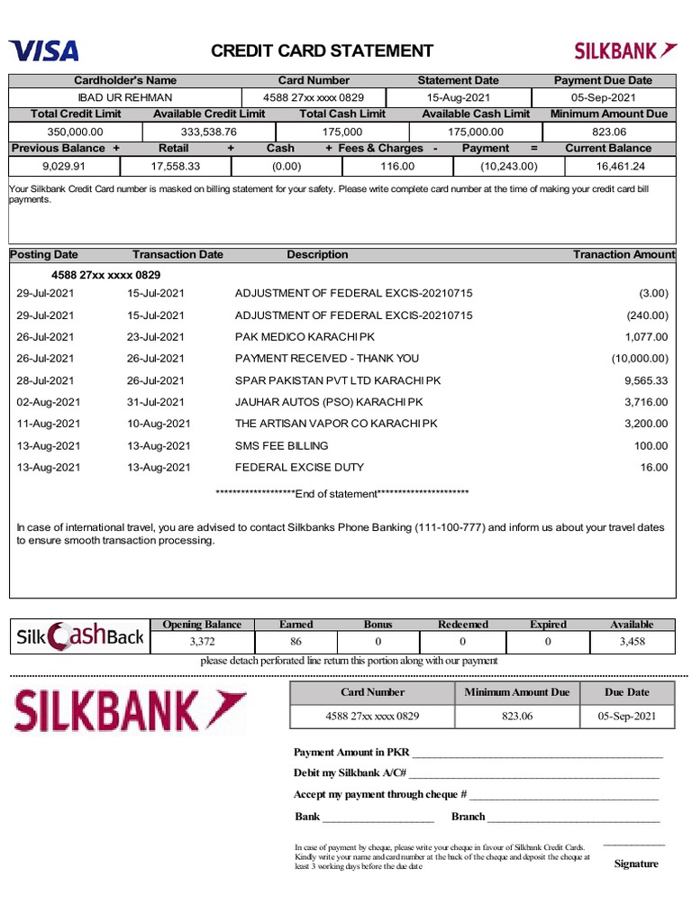 Understanding Your Credit Card Statement: An Analysis of Fees, Charges, and Balances | PDF ...
