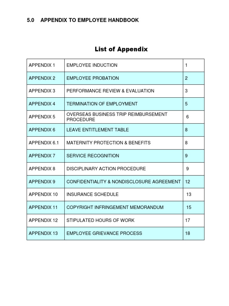 Employee Handbook - October 2019 - Appendix | PDF | Copyright Infringement | Performance Appraisal