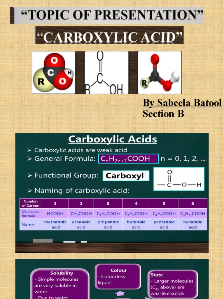 Carboxylic Acid Presentation | PDF | Cooking, Food & Wine | Wellness