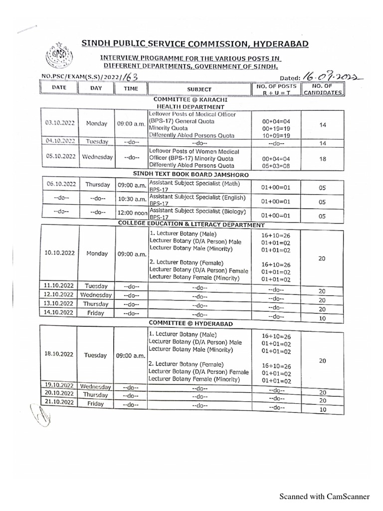 SPSC Interview Schedule Lecturer MOWMO | PDF | Social Media | Popular Culture & Media Studies
