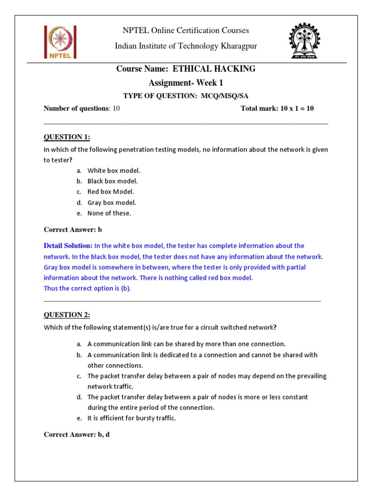 Assignment - 1 Solution | PDF | Computer Network | Osi Model