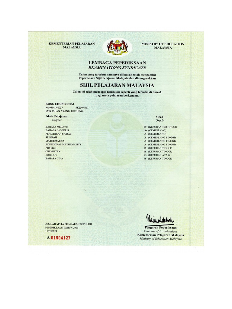SPM Result Slip | PDF