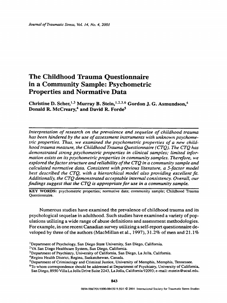 The Childhood Trauma Questionnaire in A | PDF | Factor Analysis ...