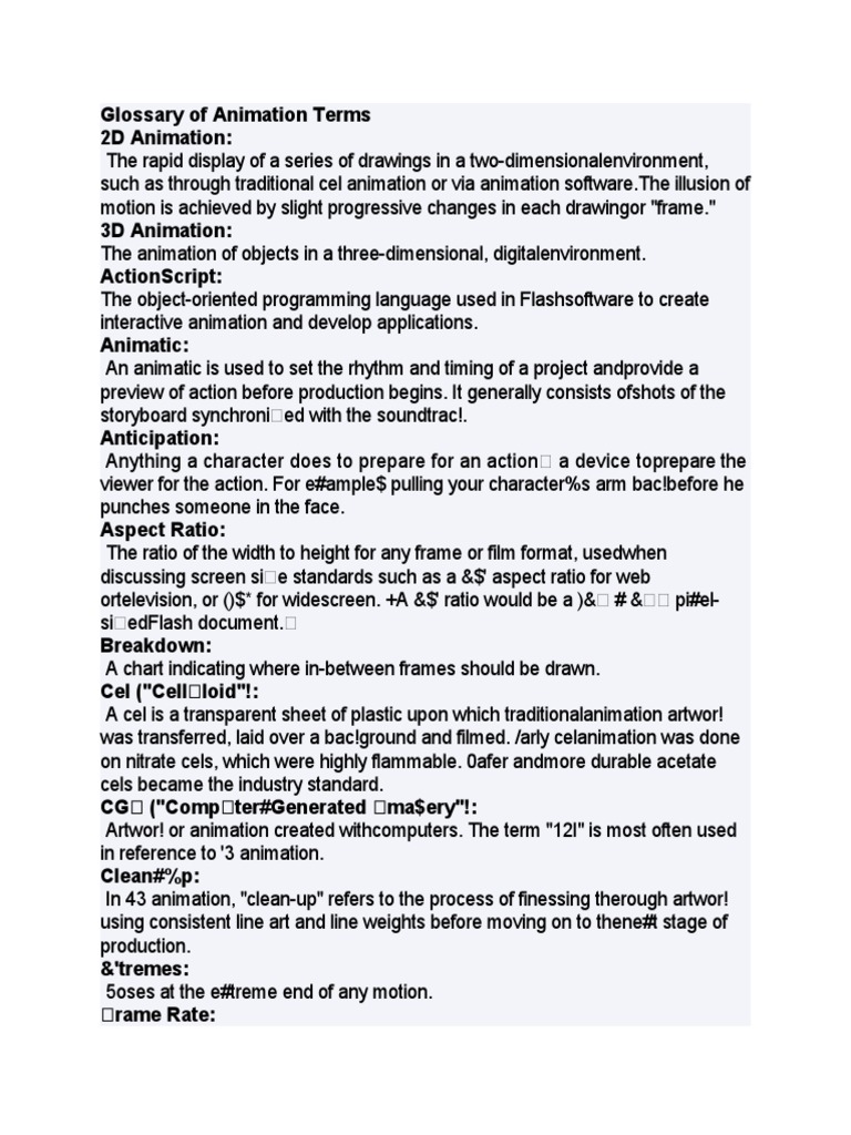 Glossary of Animation | PDF | Animation | Computing