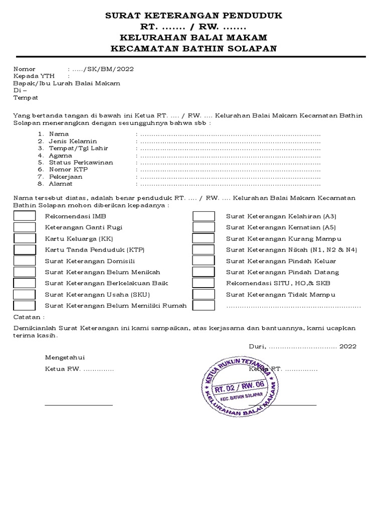 Surat Keterangan Domisili | PDF