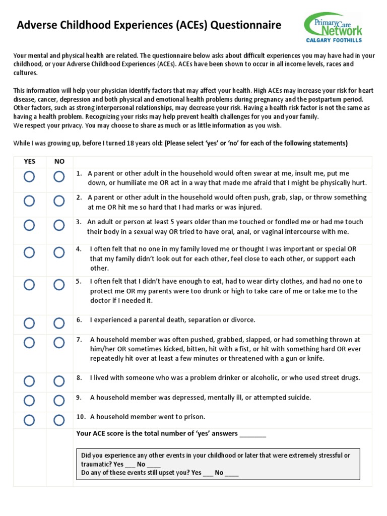 RPMC ACEs Questionnaire and Patient HandoutApr2019 | PDF | Mental ...