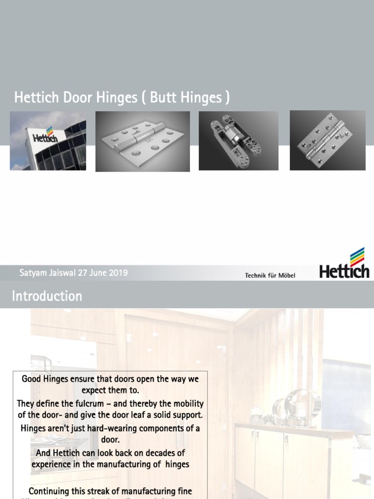 Hettich Door Hinge (Butt Hinge) Presentation Launch | PDF | Door | Screw