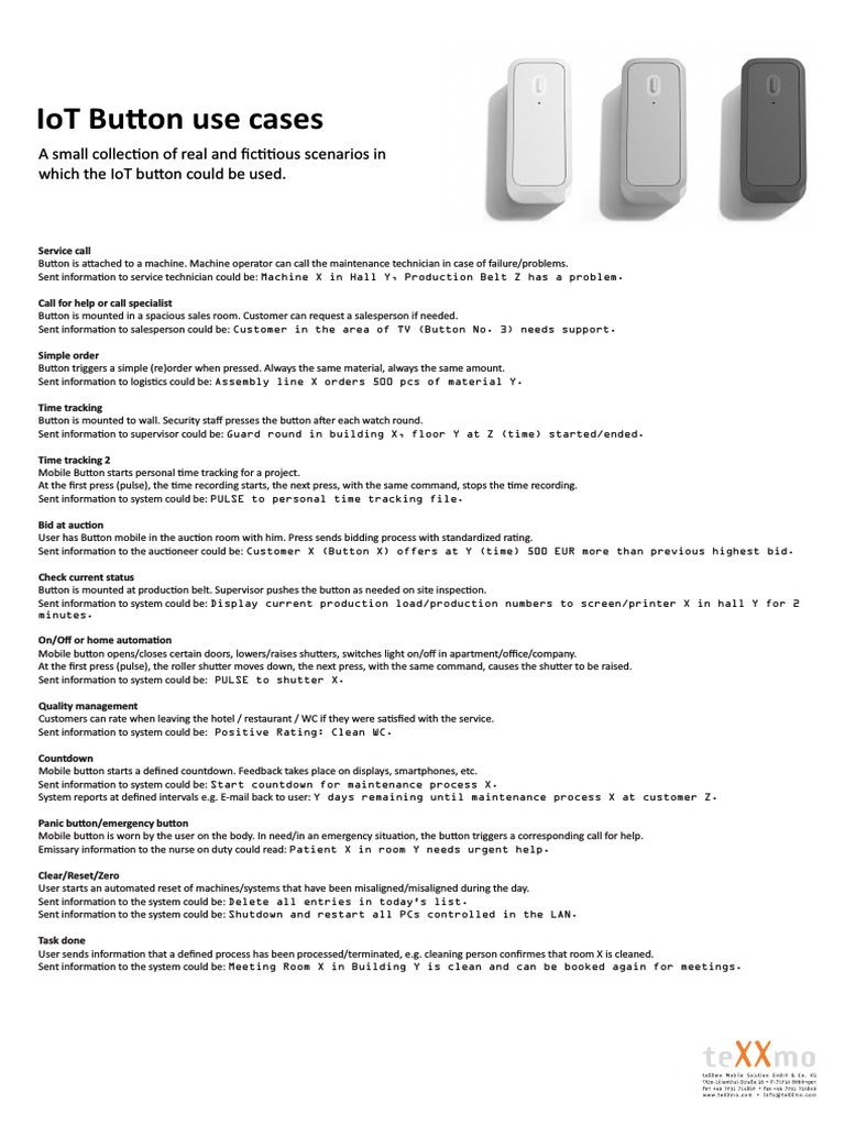 TeXXmo IoT Button Use Cases | PDF | Computer Engineering | Computer Science