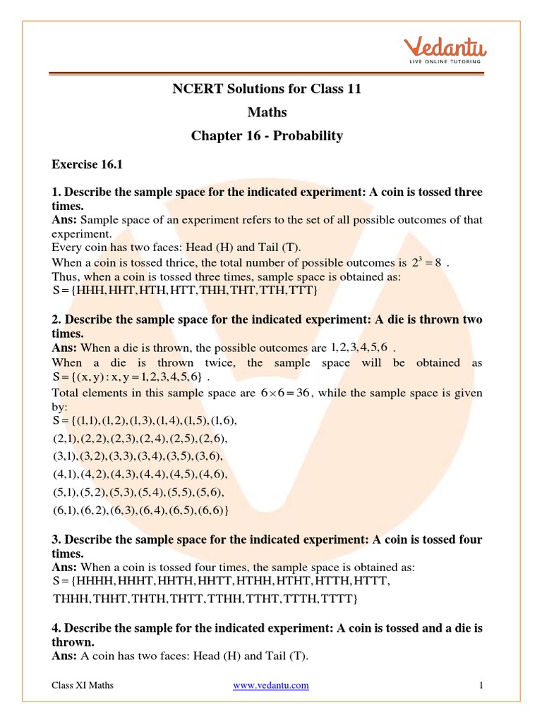 Class 11 Probability Exercises | PDF | Teaching Methods & Materials