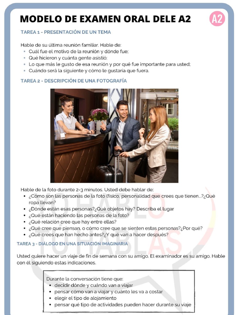 Modelo de Examen Oral A2 | PDF