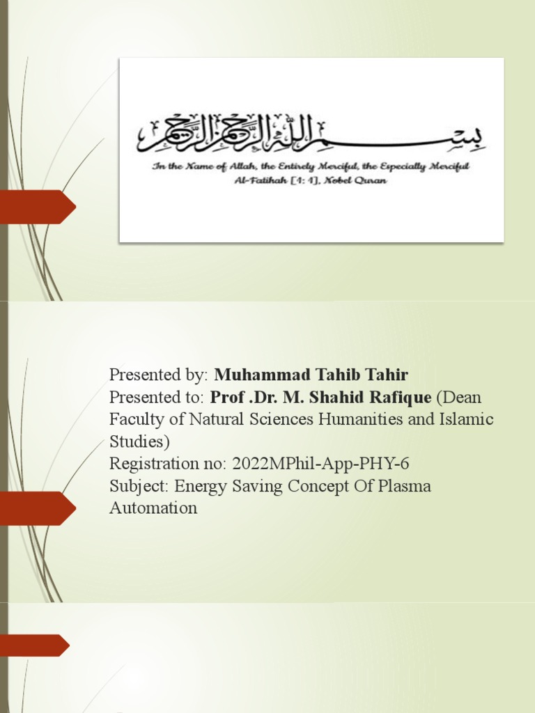 Tahib Presentation | PDF | Plasma (Physics) | Carbon Dioxide
