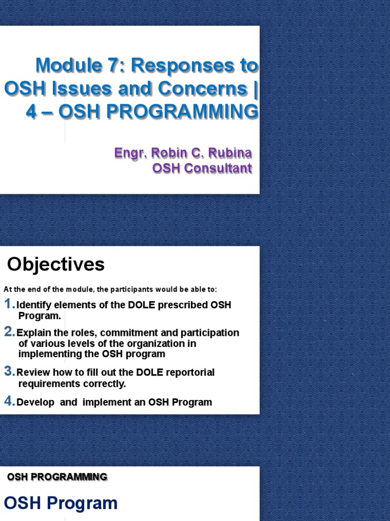 OSH Programming Essentials and Implementation | PDF | Occupational ...