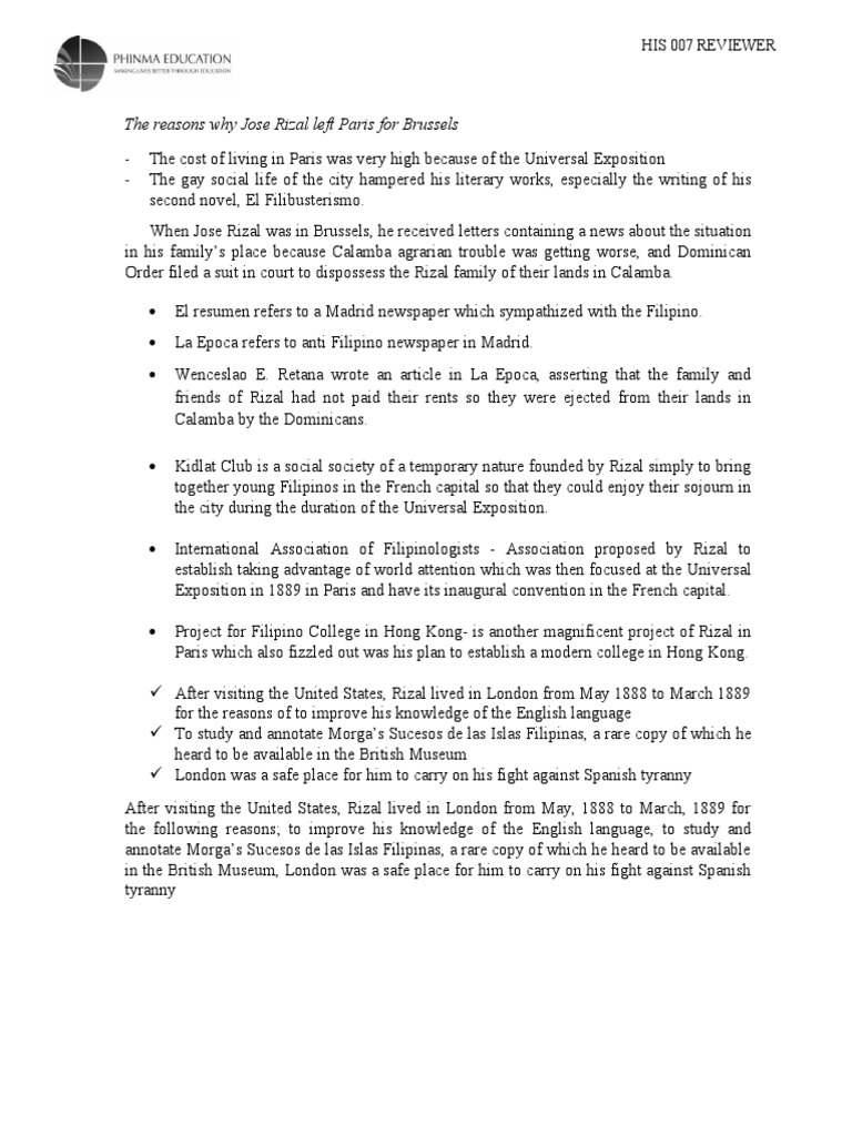 His 007 - P2 Reivewer | PDF | Philippines