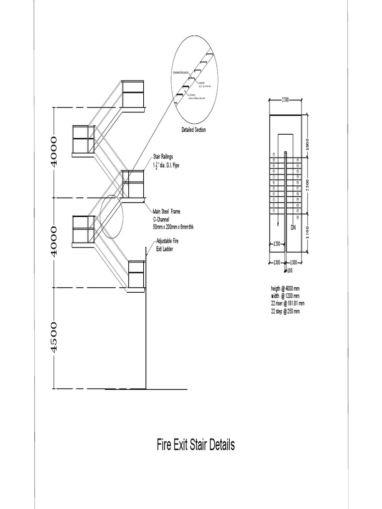 Fire Exit Stair Details | PDF | Stairs | Pedestrian Infrastructure