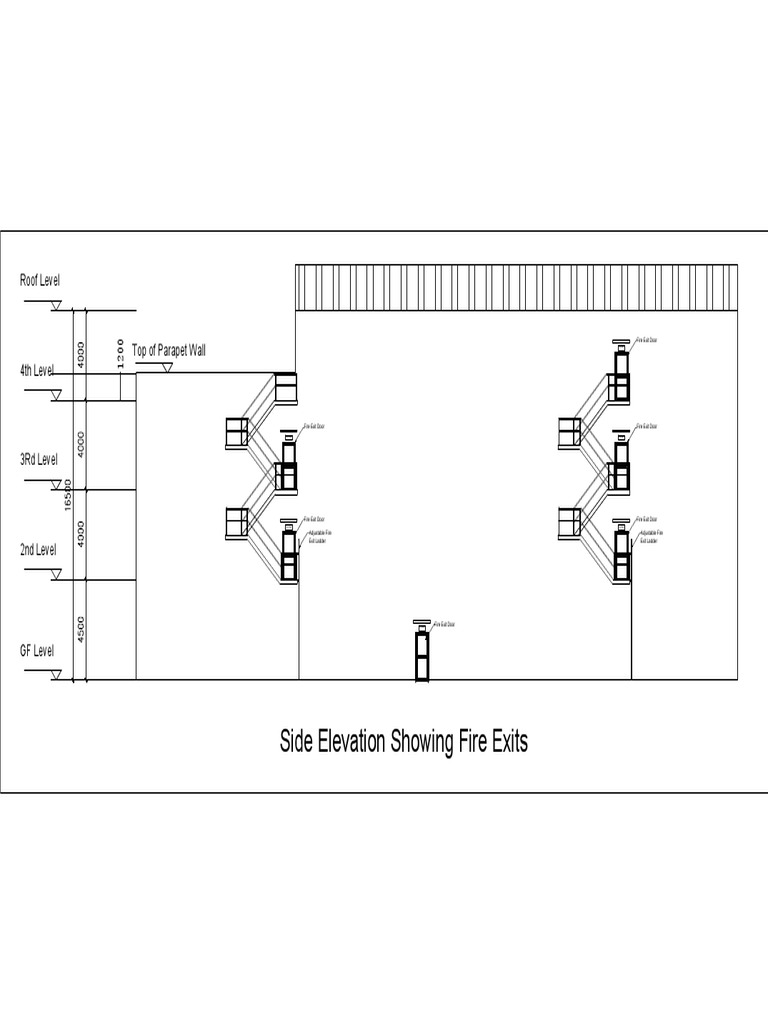 Elevation Plan Showing Fire Exits and Stair | PDF