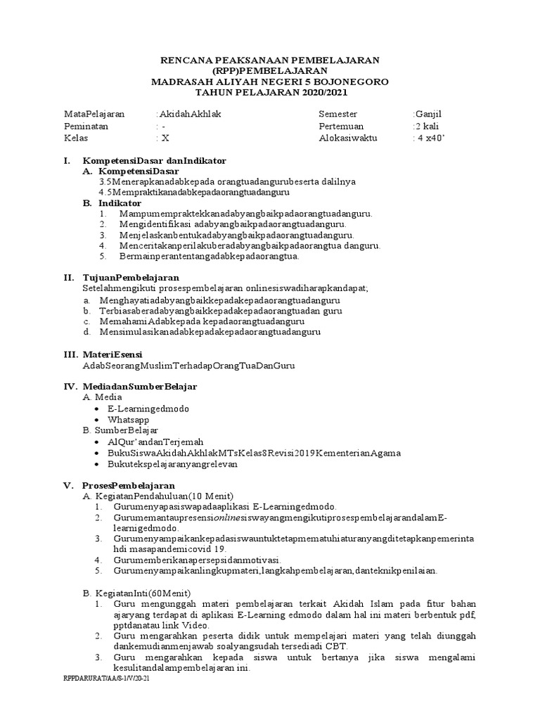 Contoh RPP Pai | PDF