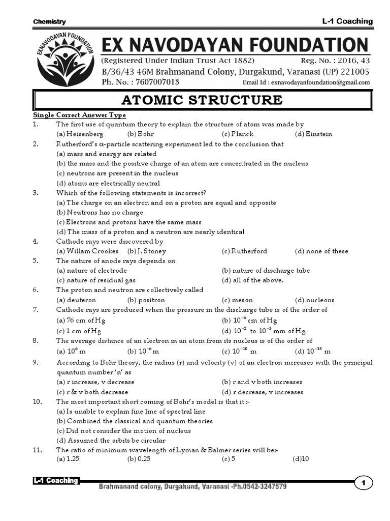 Atomic Structure3 Pdf Atoms Electron