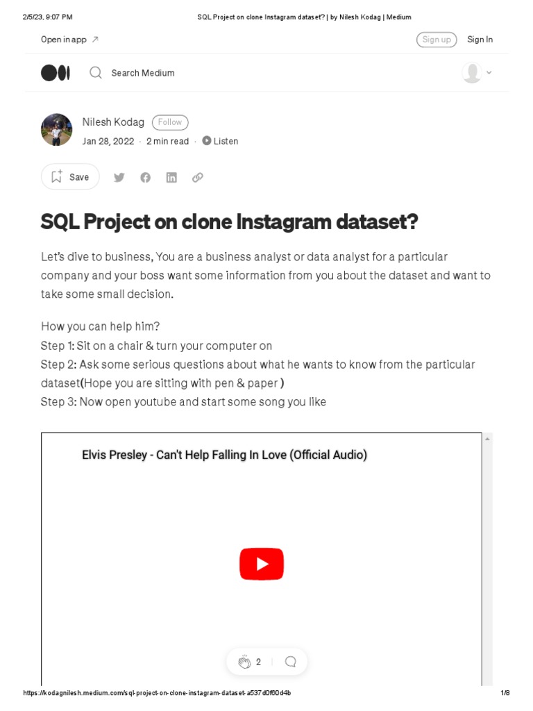SQL Project On Clone Instagram Dataset - by Nilesh Kodag - Medium1 ...