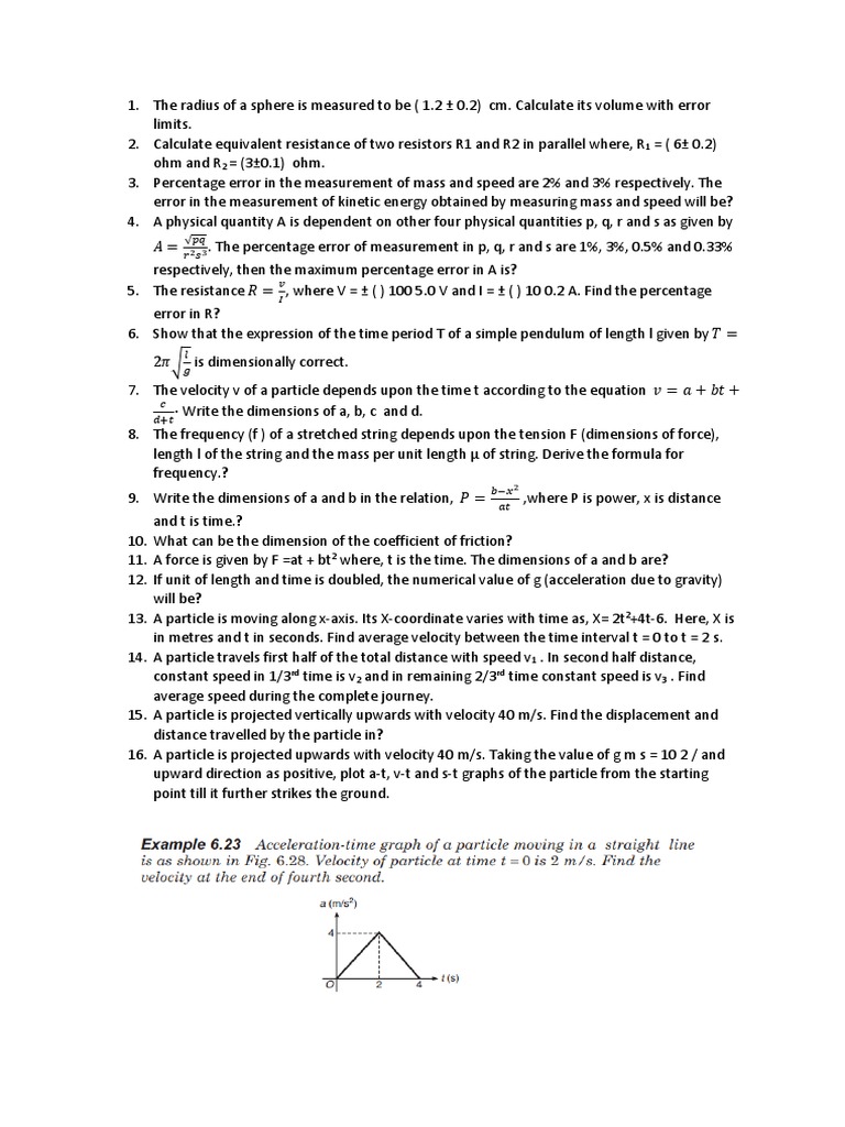 Calculate volume, equivalent resistance, errors in measurements, and ...